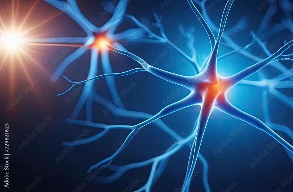 Structure of neural tissue consisting of neurons, nerve cells. Cell ...