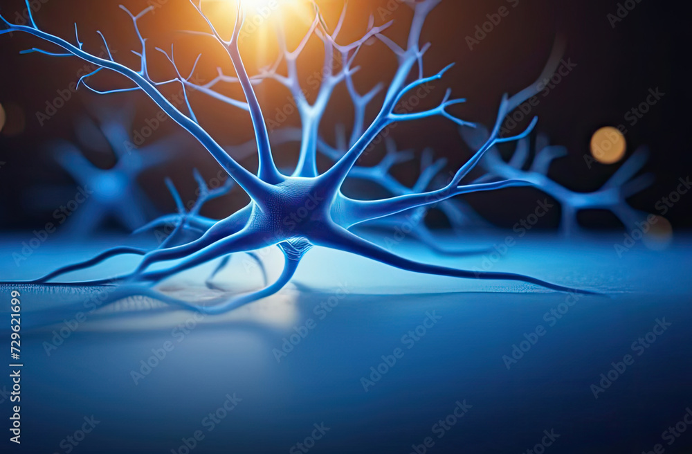 Neural network - images of neural cells. Synapse on dark background ...