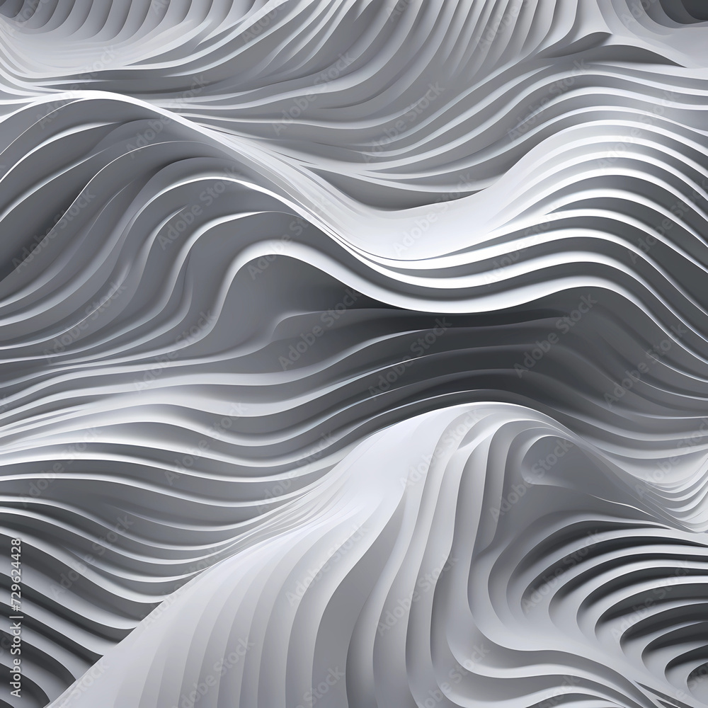 wavy surface with parallel grooves, multi-level white three-dimensional ...
