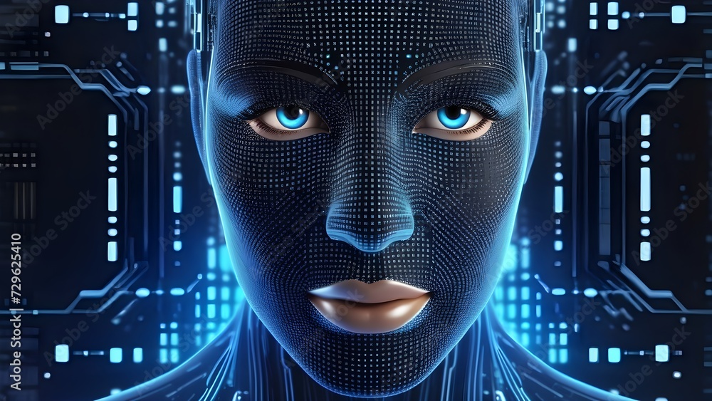 Voxel digital human head illustration artificial abstract, face 3d ...