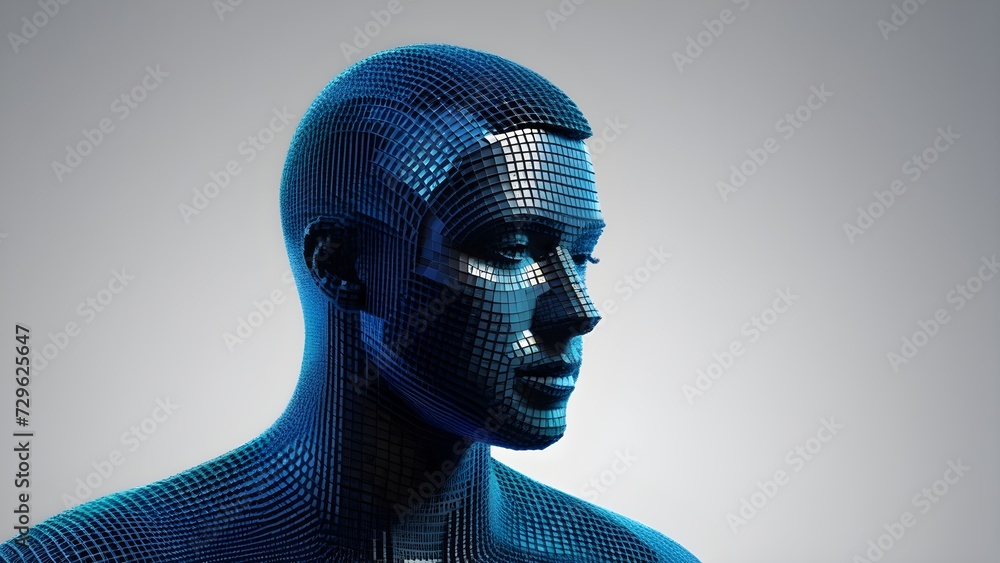 Voxel digital human head illustration artificial abstract, face 3d ...