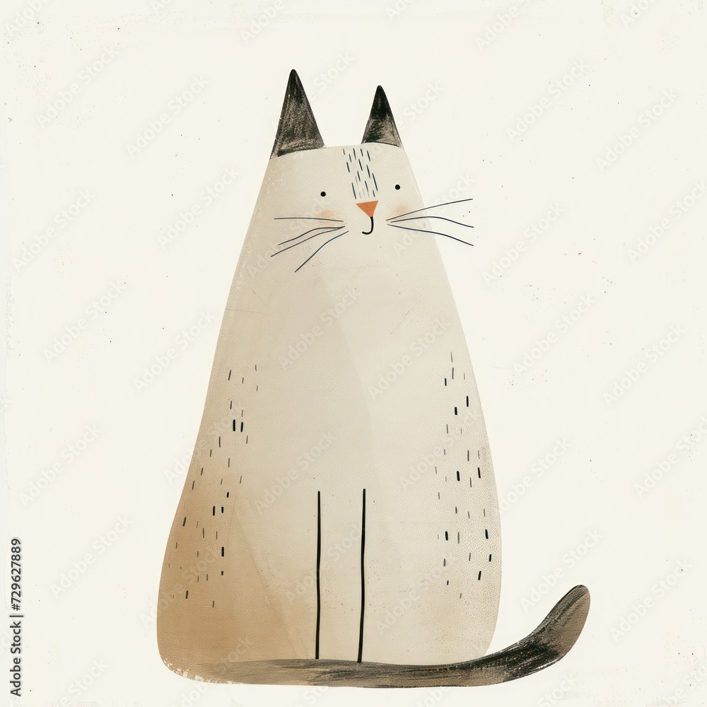 Cute cat clipart with organic shapes, designed in a minimalist hand ...