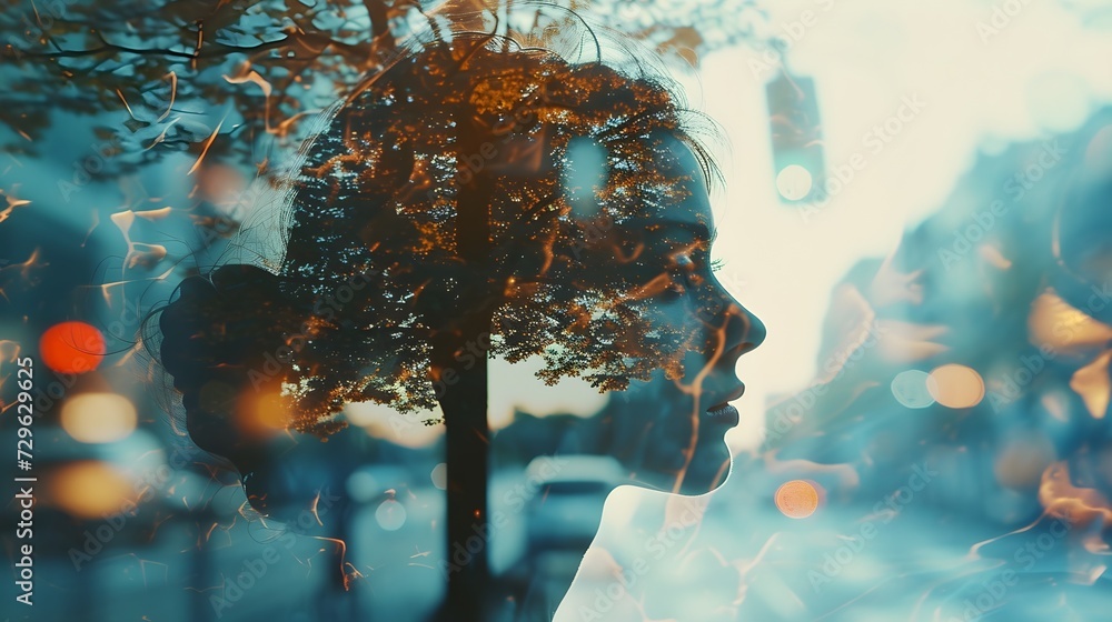 Double Exposure Drama: Contrasting Emotional States in Ultra Realistic ...