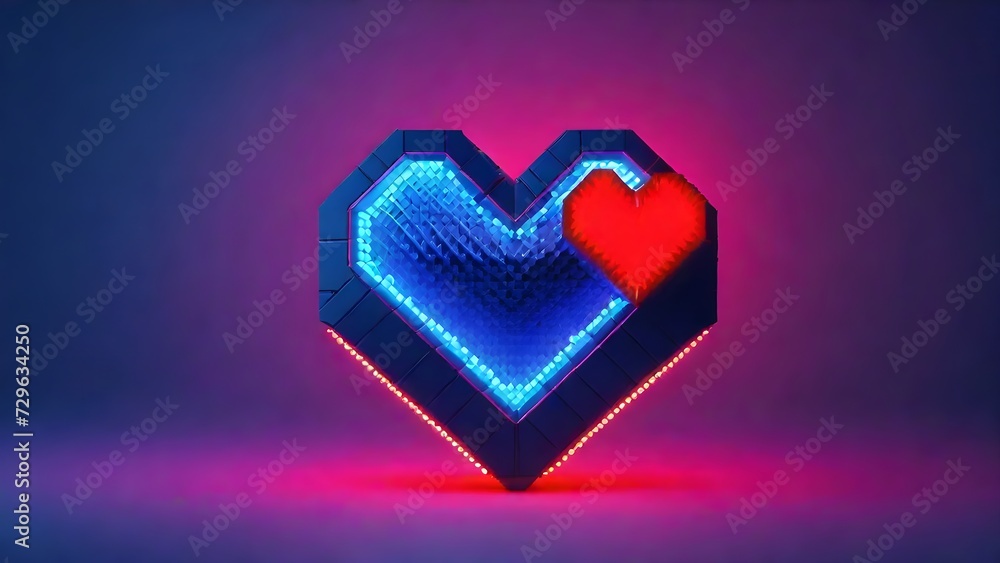 Voxel cyber Valentine's Day pixel love. Pxel red hearts. Voxel love 3d ...