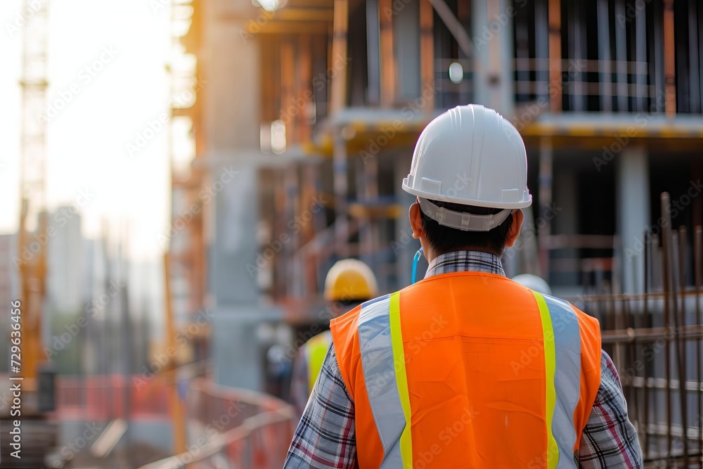 A civil engineer overseeing a construction site Embodying expertise ...