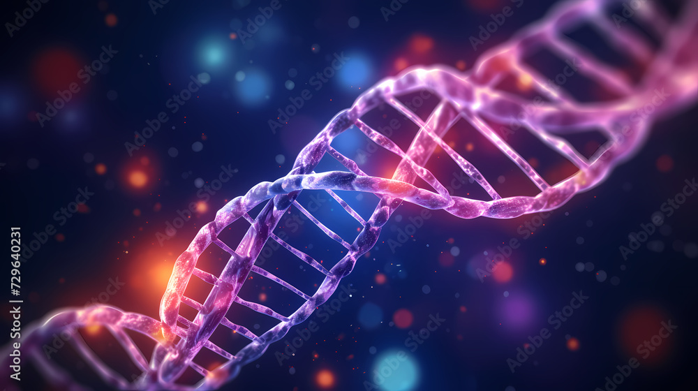 Human DNA structure, 3D illustration of helical DNA molecule Stock ...