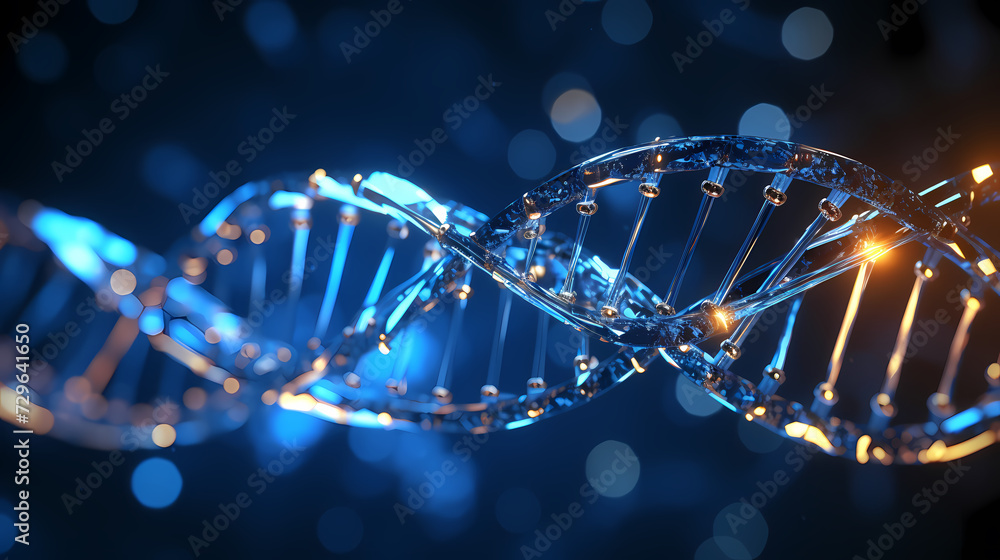 Human DNA structure, 3D illustration of helical DNA molecule Stock ...