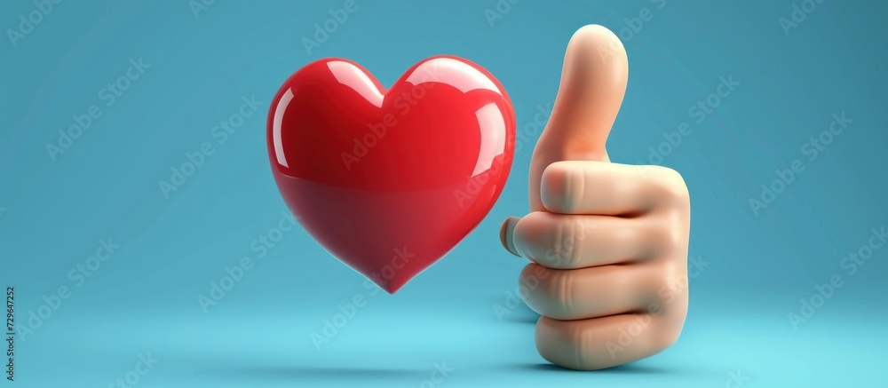 Realistic 3d hand holding red heart love shape in cartoon style design ...