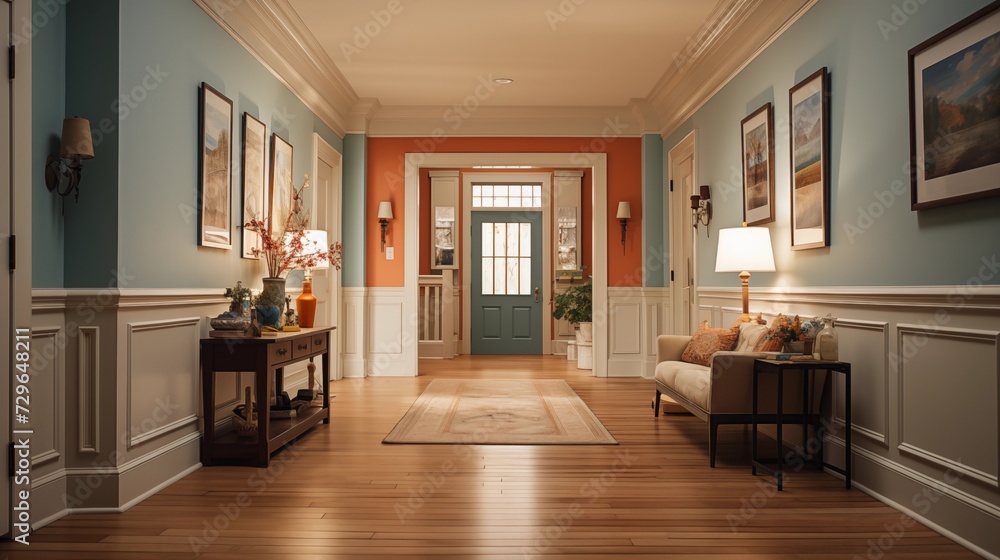 Transform a hallway into a "gallery walkway" with light-colored walls ...