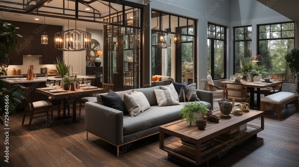 Utilize a room divider to create separate zones for living, dining, and ...