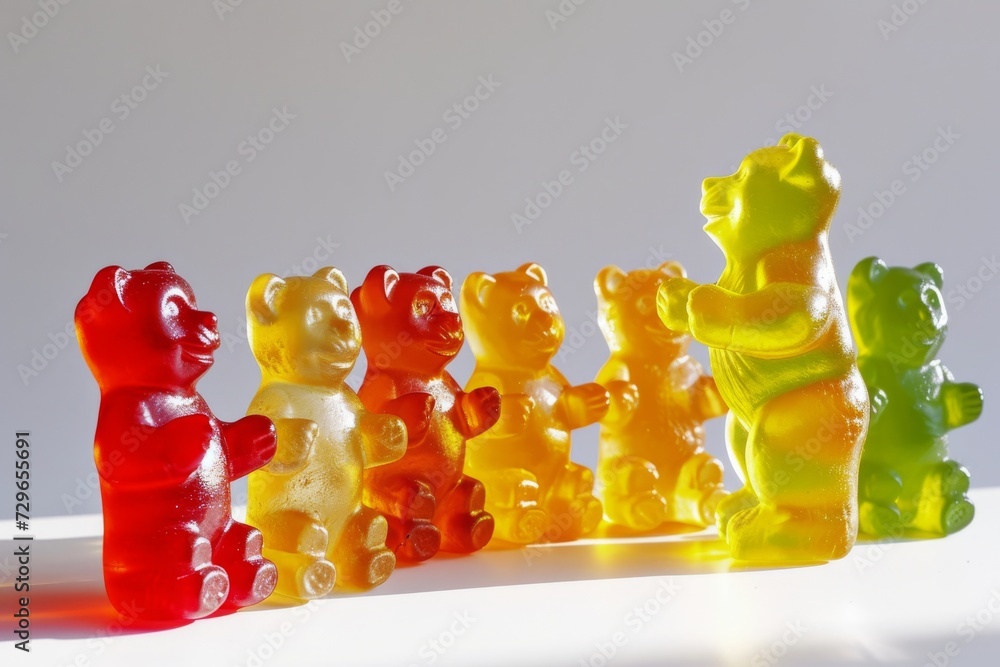 A vibrant bunch of gummy bears, full of sugary sweetness and playful ...