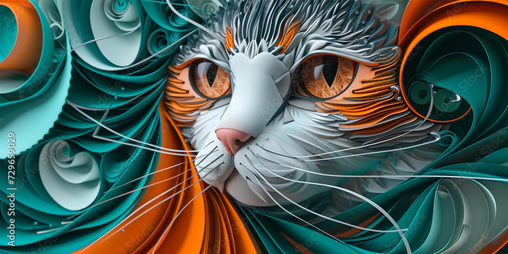 Get whiskered away in a world of color with our 3D cat art wallpaper, a ...
