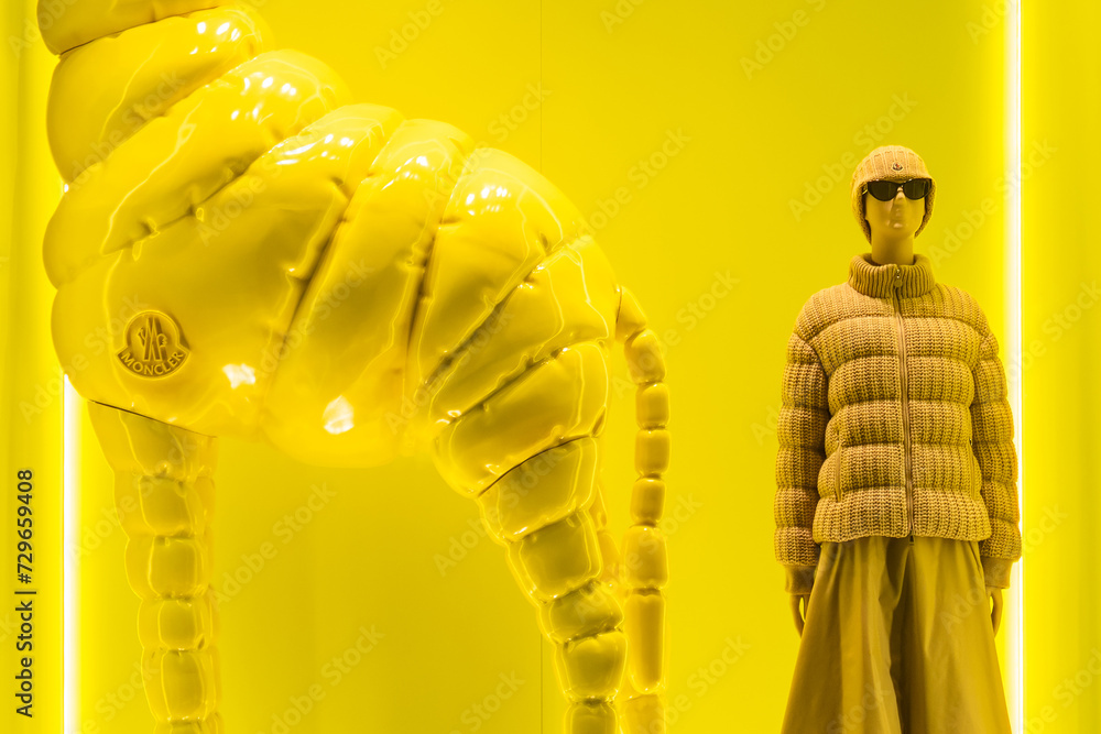 Florence, Italy - August 29 2023 : A stylish window display for luxury ...