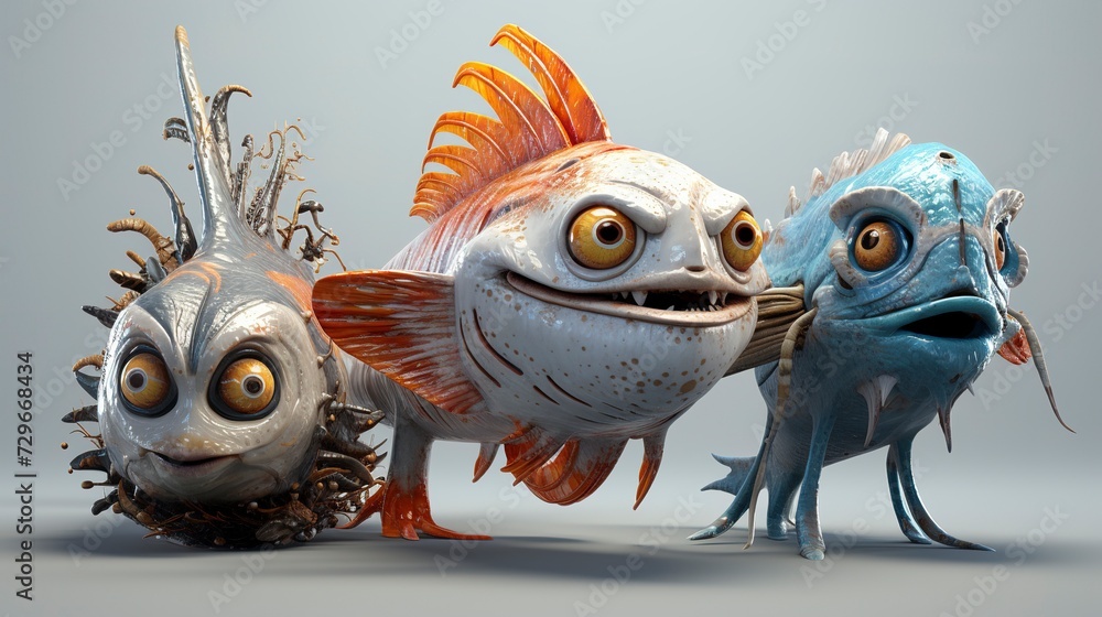 Characters Discovering Deep-Sea Fish Species Stock Illustration | Adobe ...