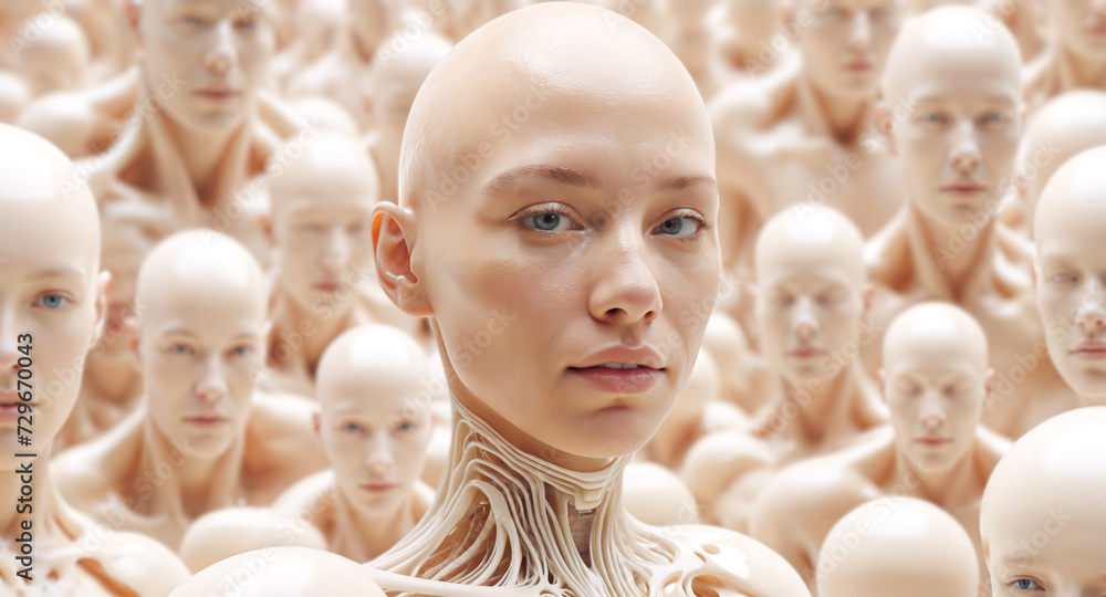 AI generated image with a crowd of AI bots looking like humans Stock ...