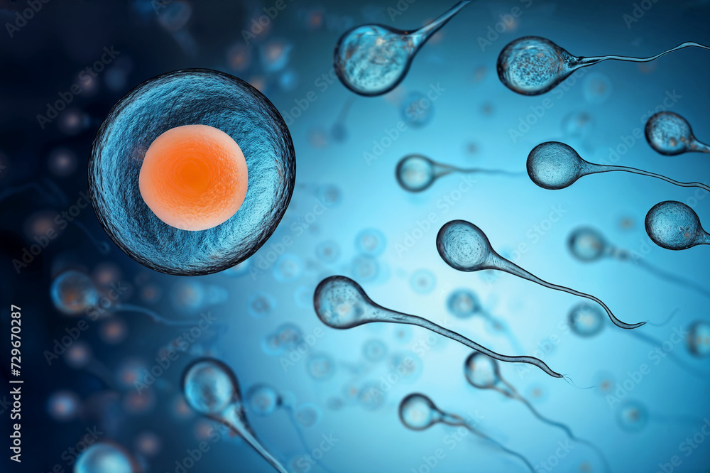 Achieving fertilization, sperm and egg cell, Under the microscope ...