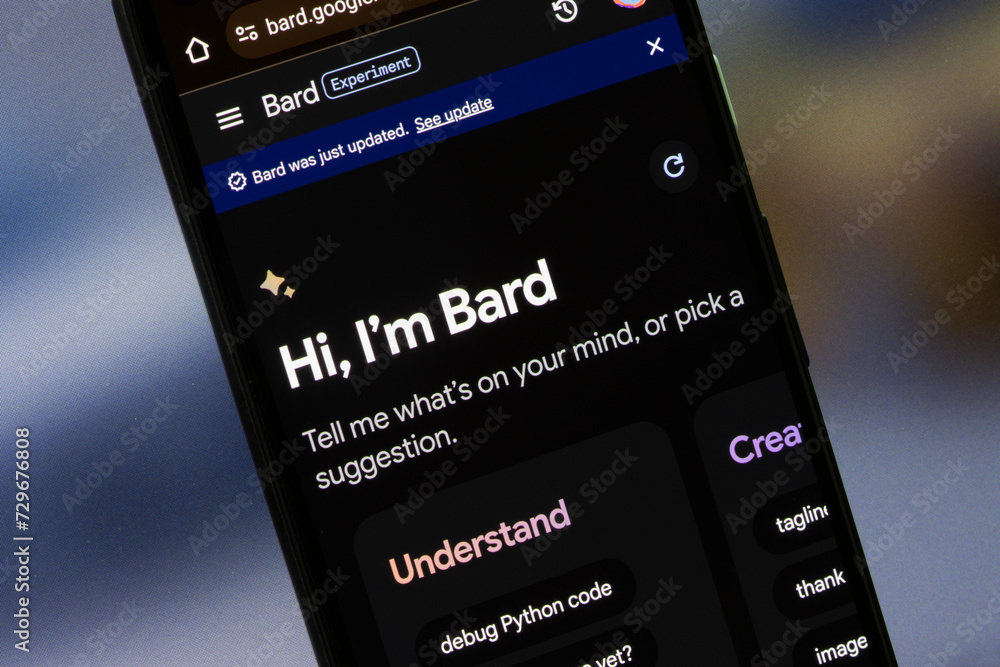 Portland, OR, USA - Feb 6, 2024: User interface of Bard, Google's ...