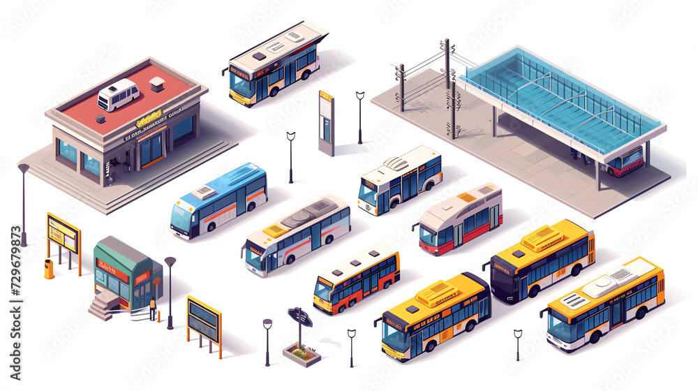 Isometric Bus Station Tileset Stock Illustration | Adobe Stock