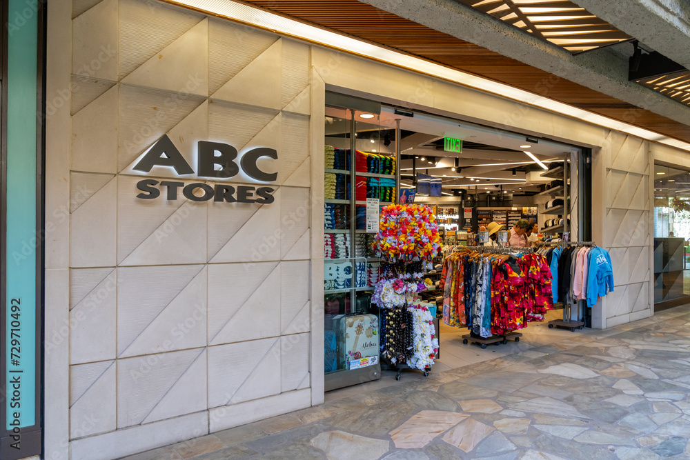 Honolulu, Hi, USA - January 13, 2024: An ABC Store in Waikiki, Hawaii. ABC Stores is a chain of ...