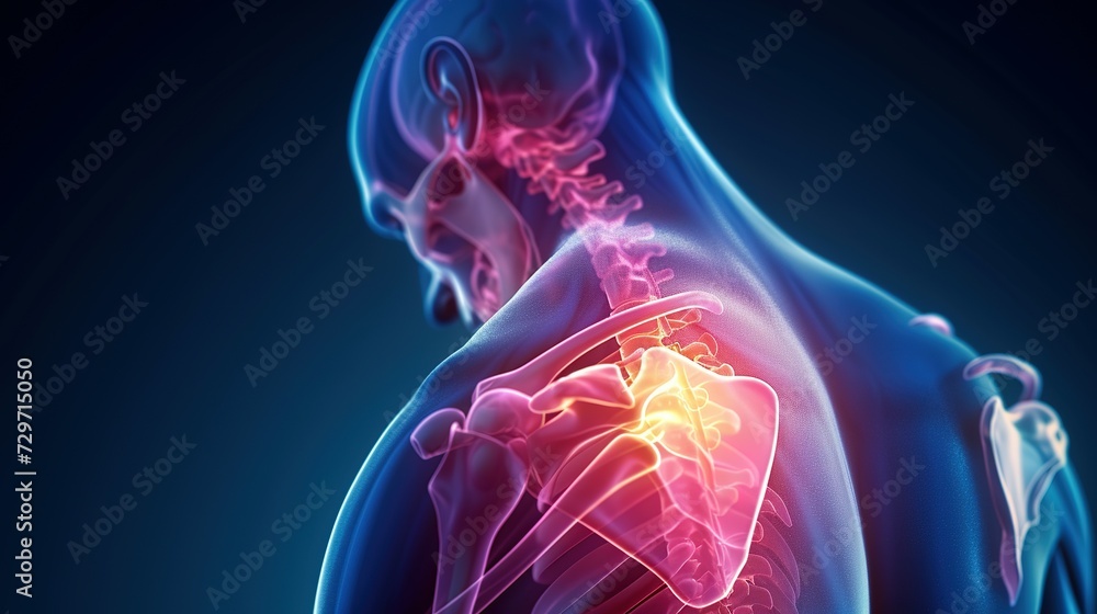 Painful shoulder joints. Frozen shoulder, impingement. 3d illustration ...