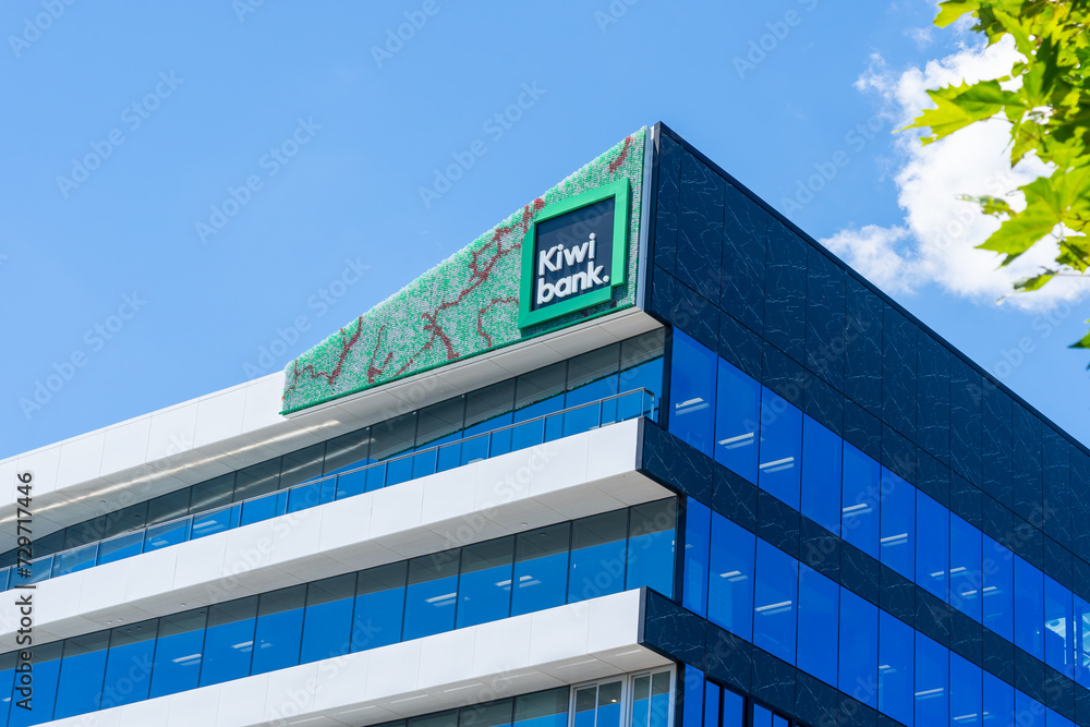 Auckland, New Zealand - January 30, 2024: Kiwibank logo sign on their ...
