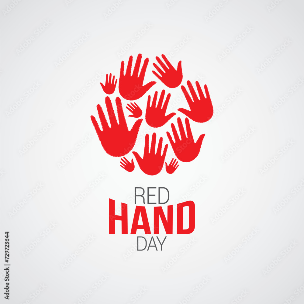 Red Hand Day Vector Illustration. It's a day to raise awareness about ...