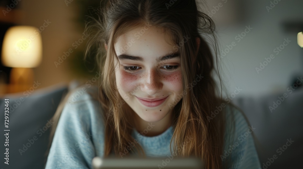 A teenage girl with a fake smile trying to hide the pain and insecurity ...