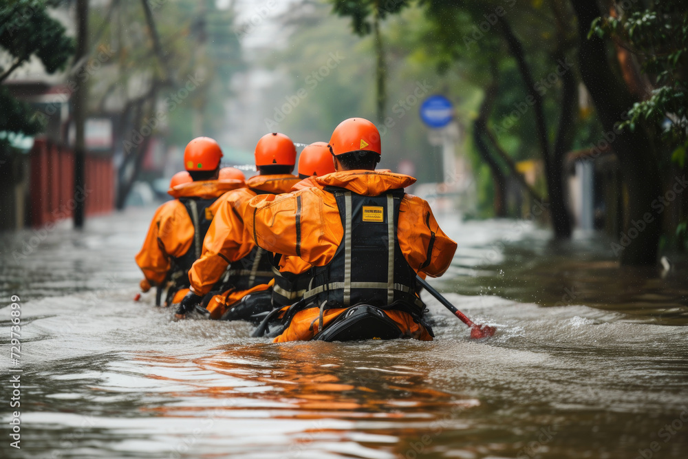 rescue operation flood disaster Stock Photo | Adobe Stock