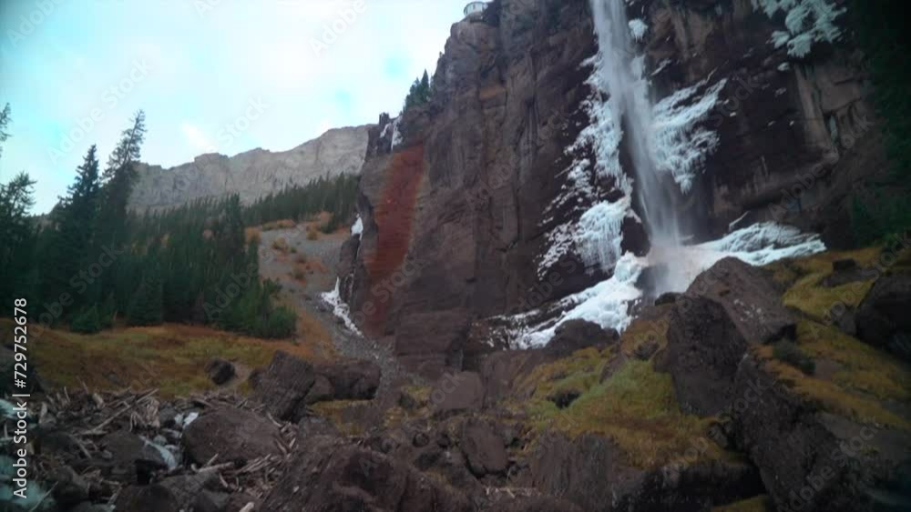 Telluride Colorado sunset stream Bridal Veil Falls frozen ice Waterfall ...