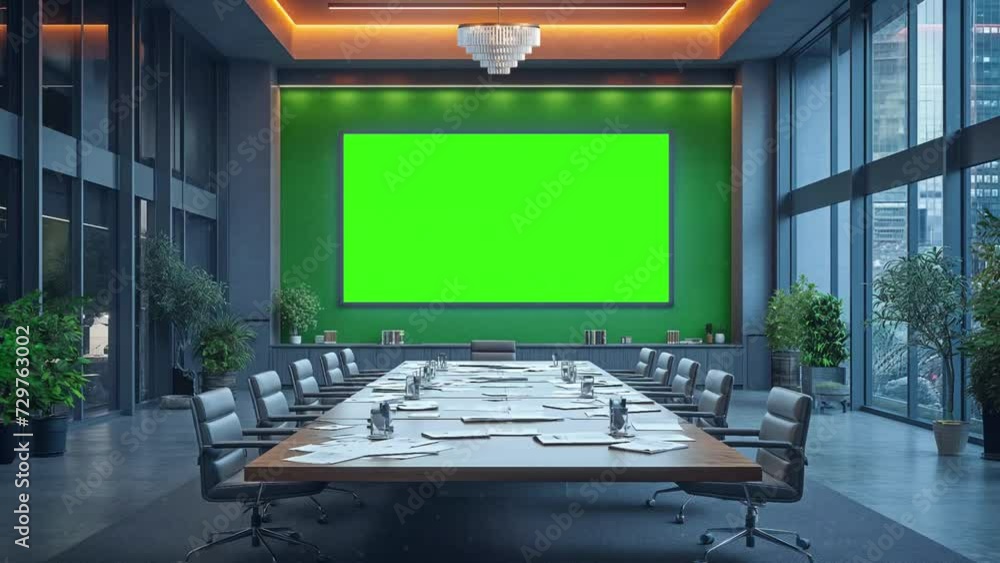 Modern Meeting Room with Conference Table with Various Documents on the ...