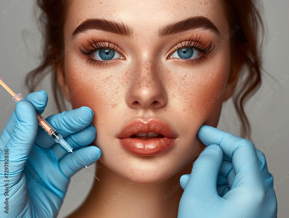 Biorevitalization Beautiful woman getting beauty injections hyaluronic ...