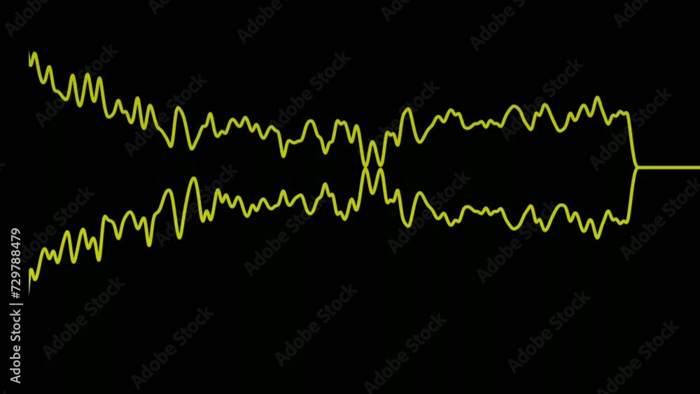 Visual animation of musical sound waves on a black screen. Visual ...