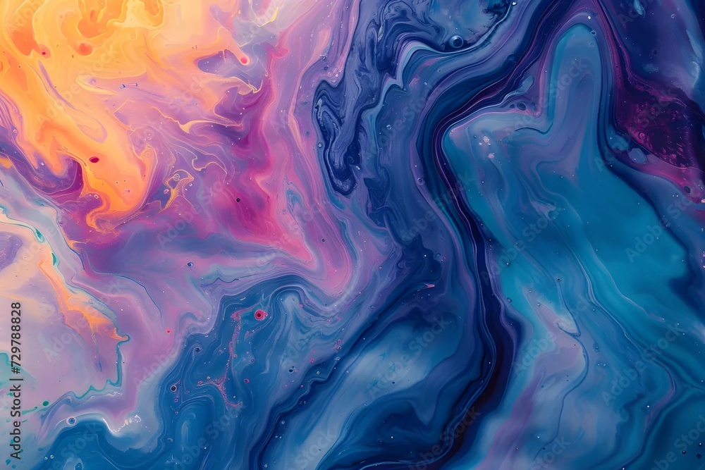 Fluid abstract art, simulating marble textures in a rainbow of colors ...