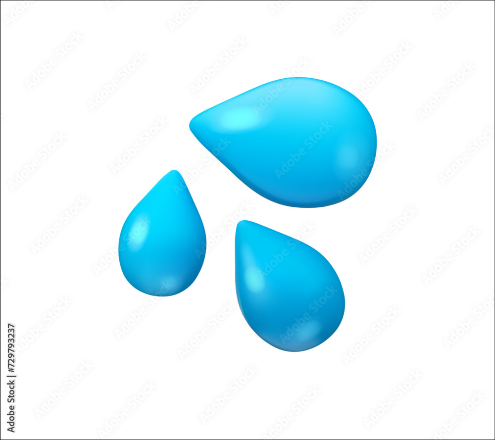 Water drops emoji. Vector 3d icon, glossy modern style. Cartoon ...