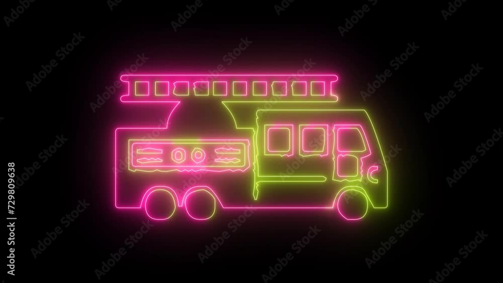 Neon fire safety sign animated. Light fire safety symbol animation ...