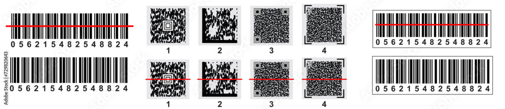 Product barcodes. Industrial barcode, qr code and scan bar label ...