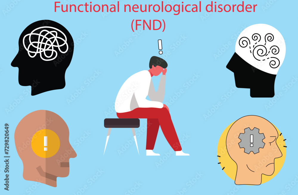 Functional,neurological,disorder,vector,anxiety,worry,fear,depression ...