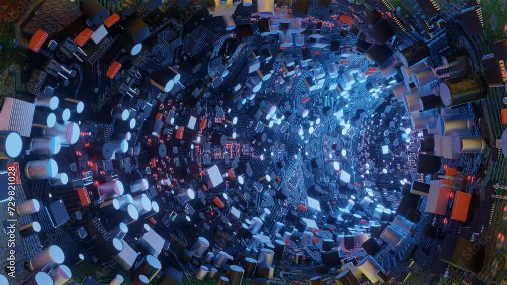 Vidéo Stock endless forward movement through a dark round tunnel with ...