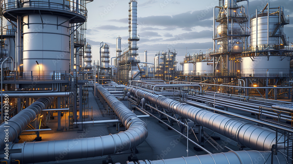 Oil and gas energy transportation pipelines and storage relay stations ...