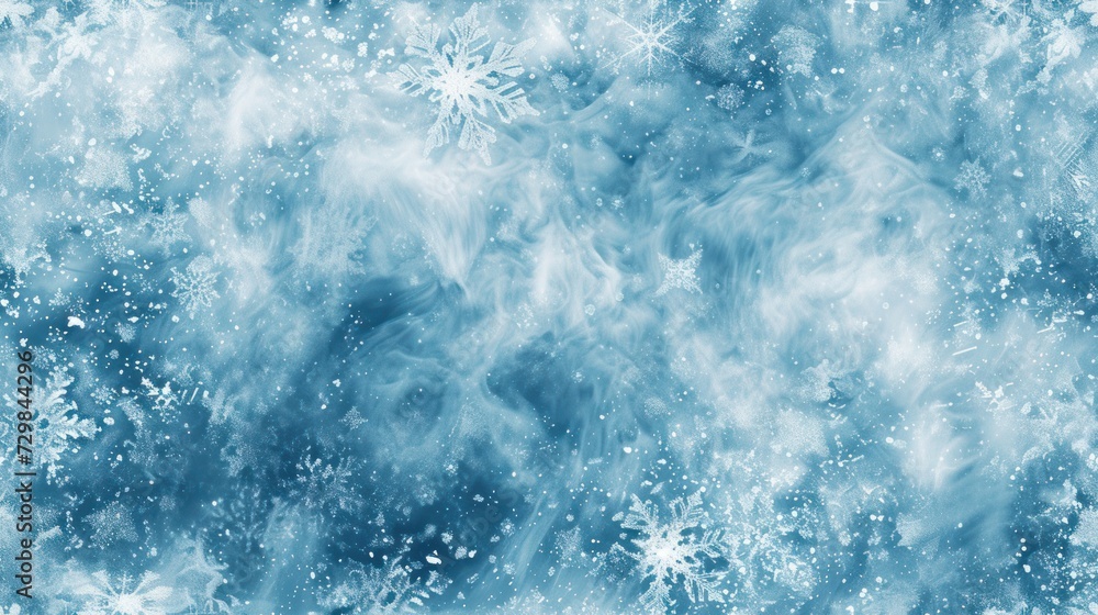 a blue and white background with snow flakes and snow flakes on the ...
