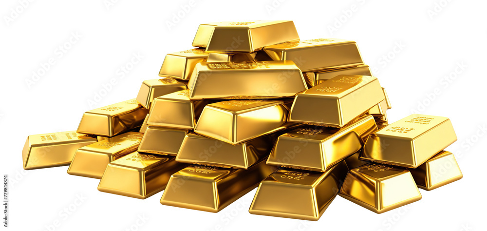 Polished gold bars neatly stacked, shining brilliantly, cut out Stock ...