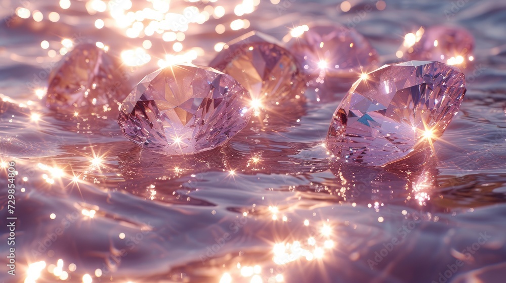 Dreamy Diamonds, Sparkling Gems Floating in Water, Creating a Whimsical ...
