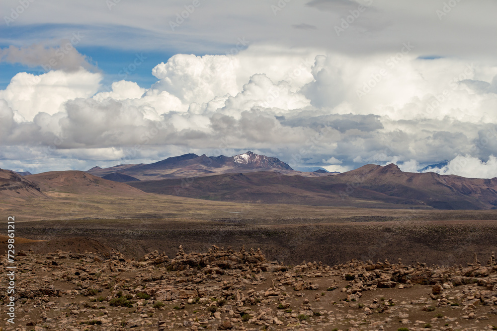Beautiful view of the Altiplano, Peru, between Cabanaconde and Arequipa ...