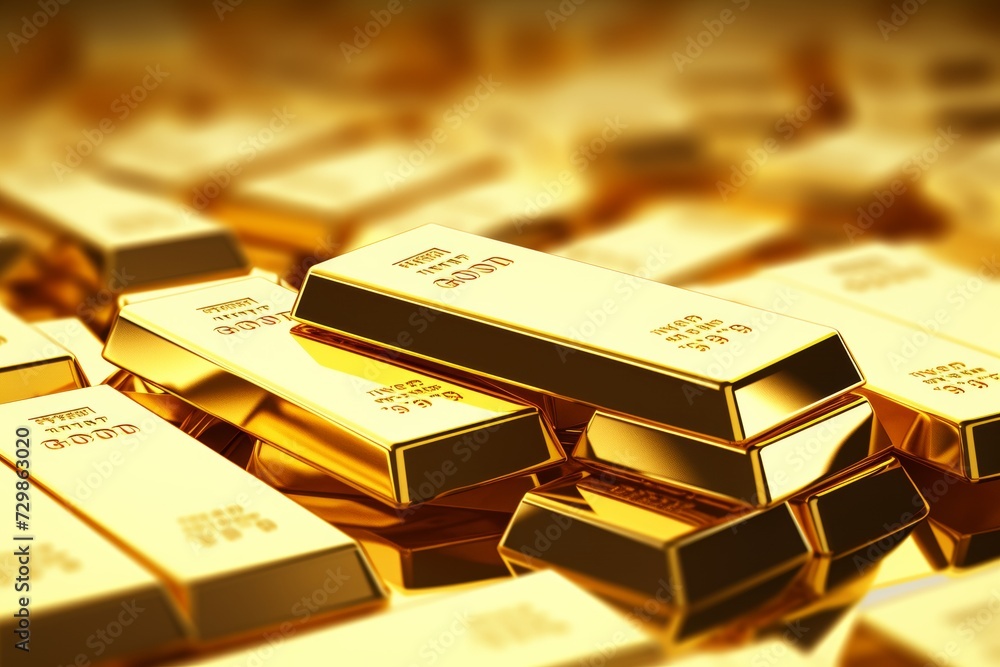 Ai generated ofGold bars Gold ingot, bullion gold, bank vault, stacked ...