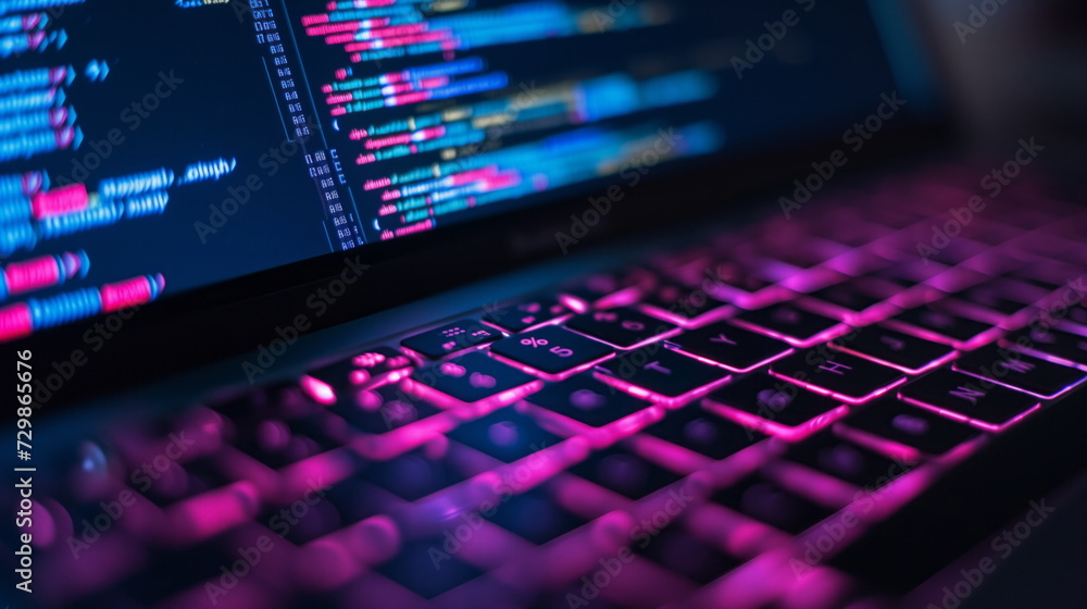 Learning on programming course. Man diligently engage in a programming ...