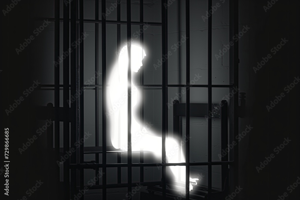 Penitentiary. Behind the bars. Ghost. Sentence. Jail. Spectre ...