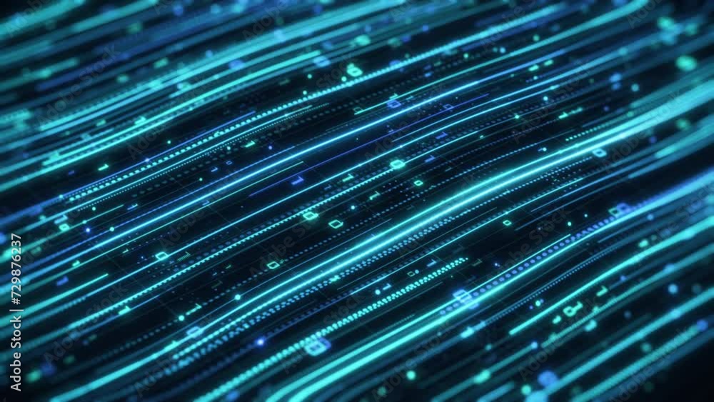 Digital data flow, data science concept, machine learning, big data, high speed global ...