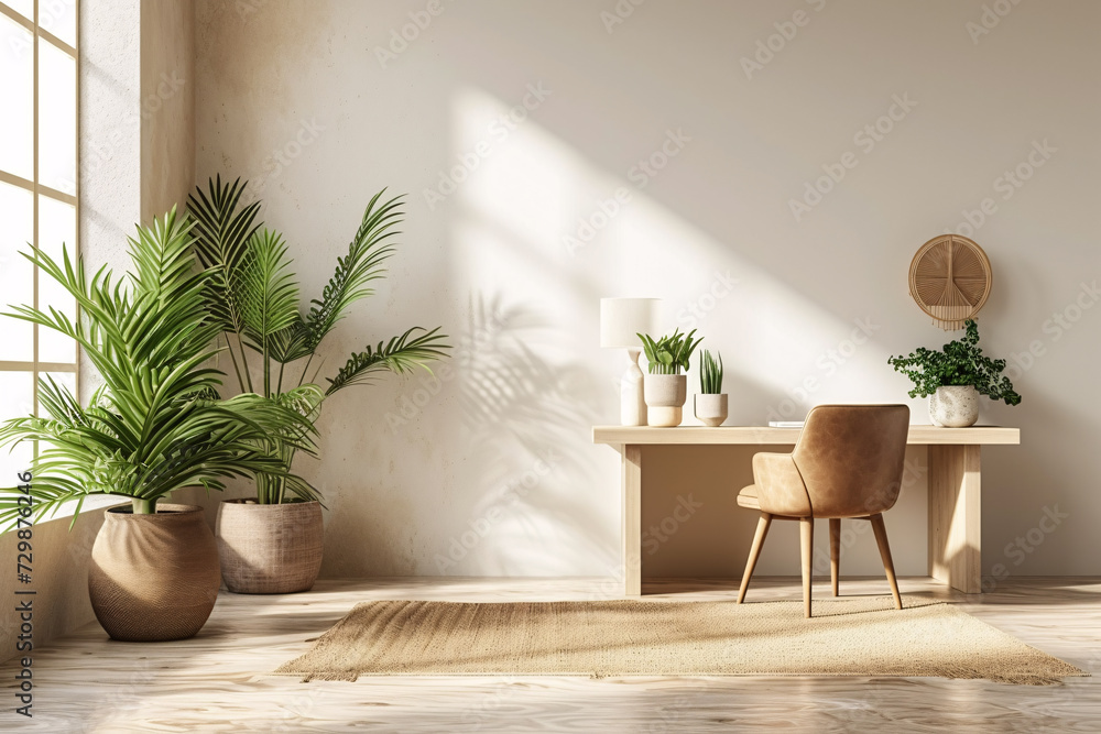 Minimalist Scandinavian Interior Home Office Room Plants in Vase, Home ...