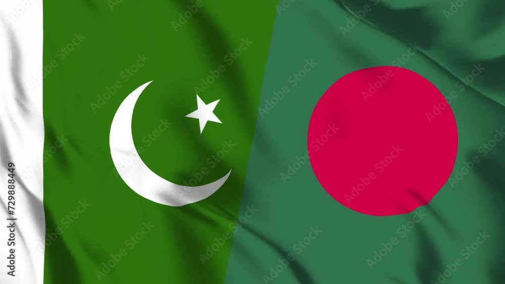 Pakistan and Bangladesh Flag waving in loop and seamless animation ...