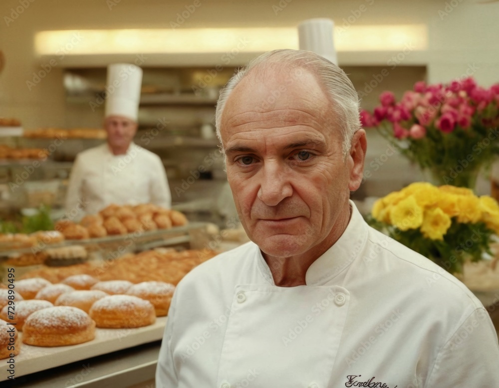 Portrait of a cook in the kitchen with fruits. Generation of AI. Stock ...